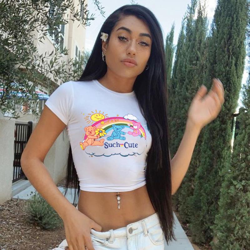 Such Cute Rainbow Teddy Bear Crop Top – Empty Soda