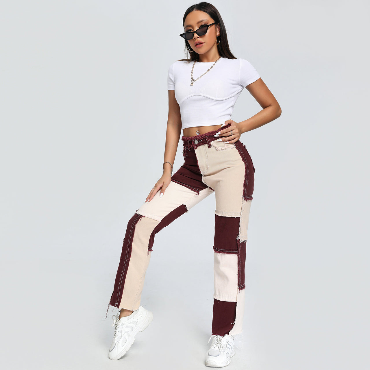 Down With Brown Patchwork Jeans – Empty Soda
